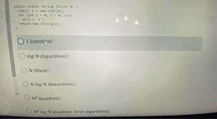 Solved public static String fint N) { char] = new char[N]; | Chegg.com