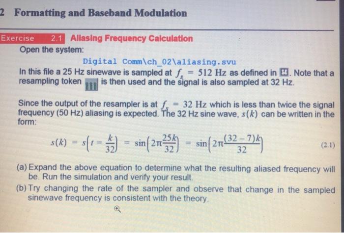 2 Formatting and Baseband Modulation Exercise 2.1 | Chegg.com