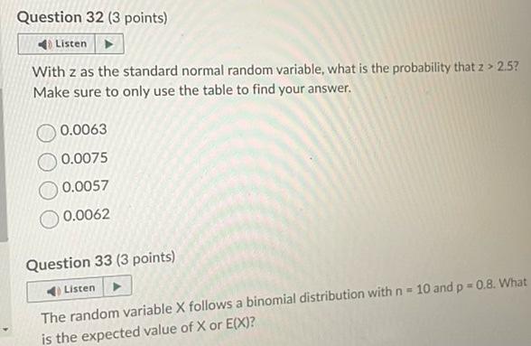 Solved With Z As The Standard Normal Random Variable What