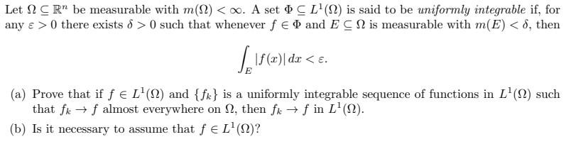 Solved Let Ω⊆Rn be measurable with m(Ω)