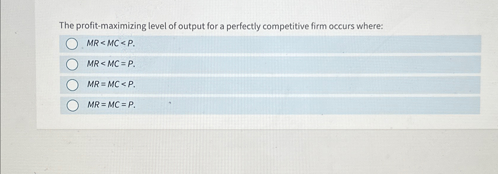 Solved The profit-maximizing level of output for a perfectly | Chegg.com