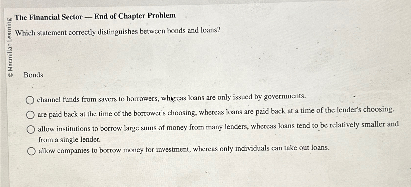 Solved The Financial Sector - ﻿End of Chapter ProblemWhich | Chegg.com