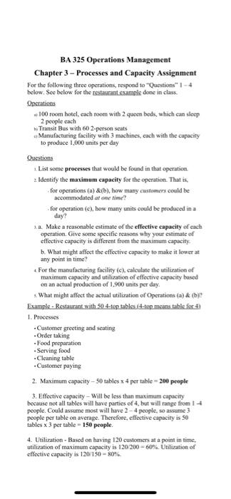 Solved BA 325 Operations Management Chapter 3 - Processes | Chegg.com