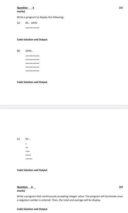 Solved (15 Question marks) Write a program to display the | Chegg.com