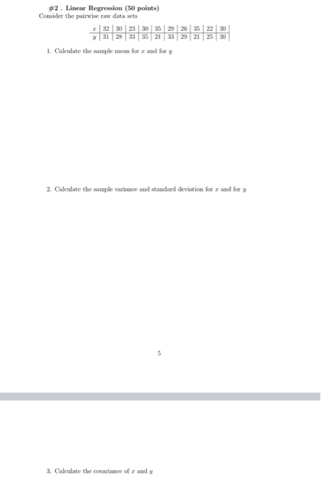 Solved #2. Linear Regression (50 points) Consider the | Chegg.com