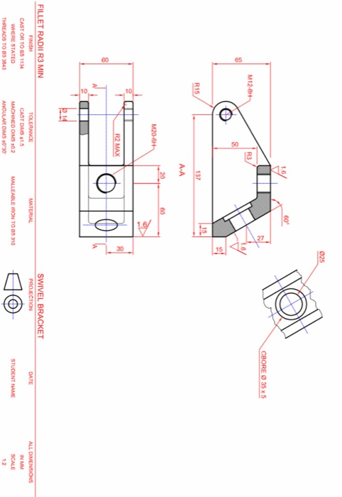 Solved The details of a swivel bracket are shown in 1st | Chegg.com