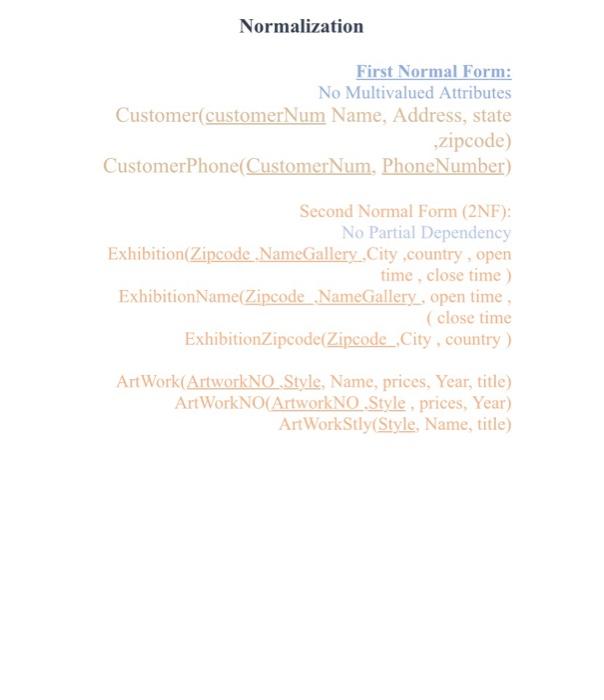 Solved Normalization First Normal Form: No Multivalued | Chegg.com
