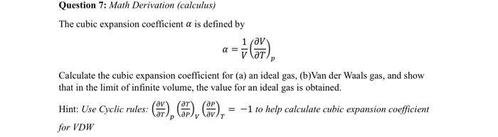 Solved Question 7: Math Derivation (calculus) The cubic | Chegg.com