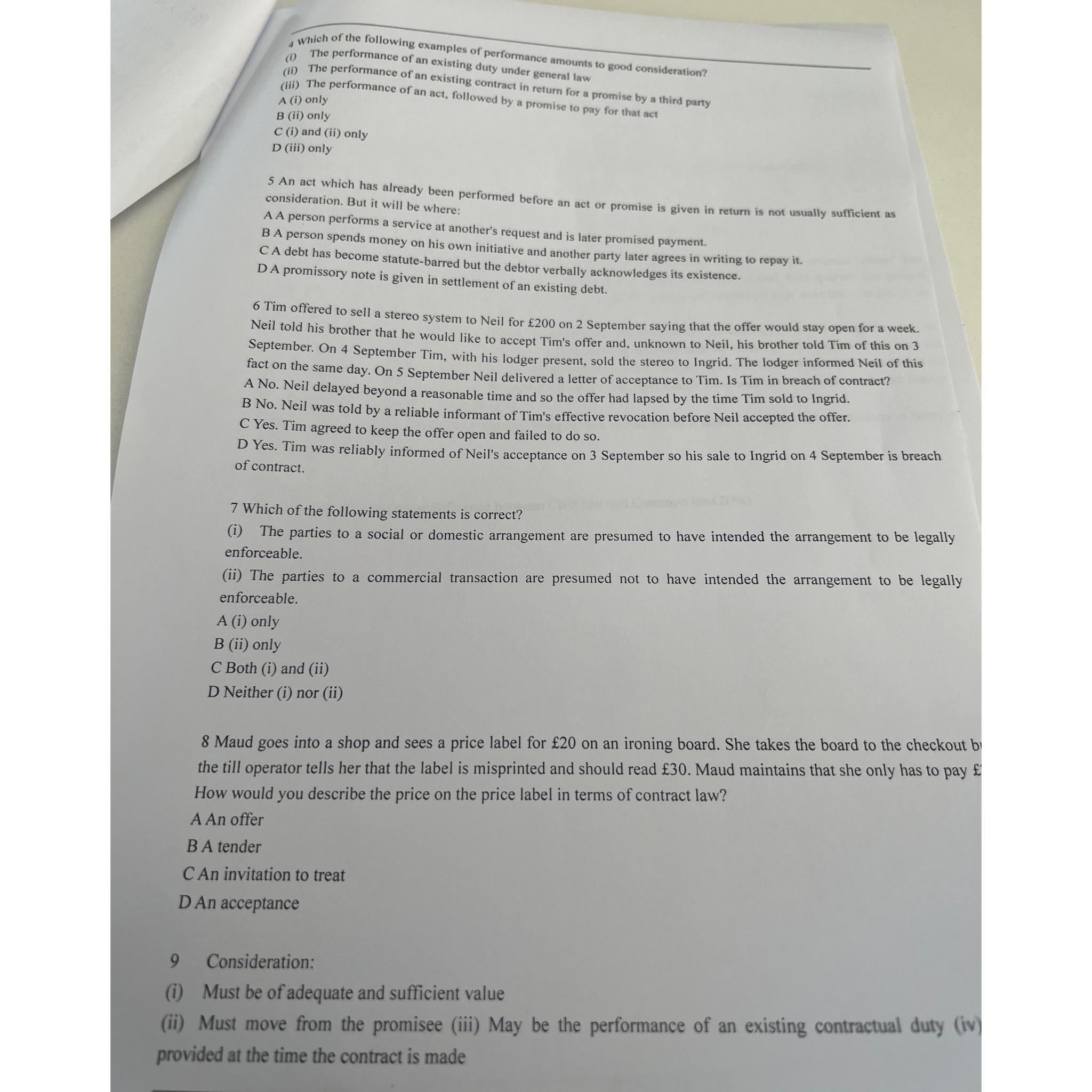 Solved Which of the following examples of performance | Chegg.com