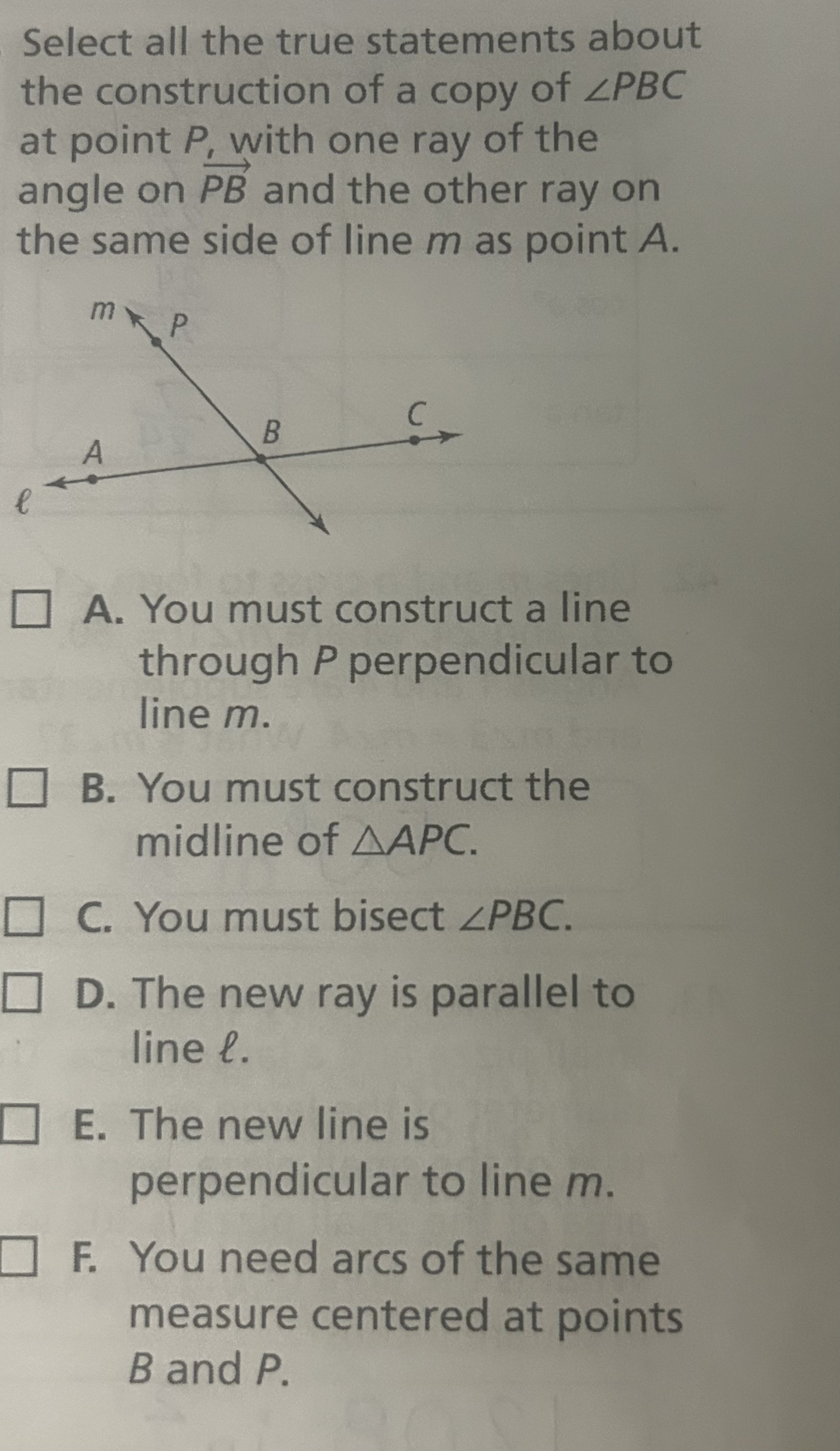 Solved Select all the true statements about the construction | Chegg.com