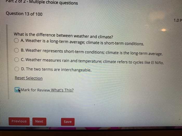 Solved Part 2 of 2 - Multiple choice questions Question 13 | Chegg.com