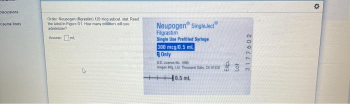 Solved o Discussions Course Tools Order Neupogen igrastim) | Chegg.com