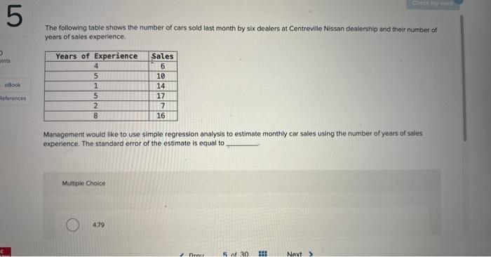 Solved The following table shows the number of cars sold | Chegg.com