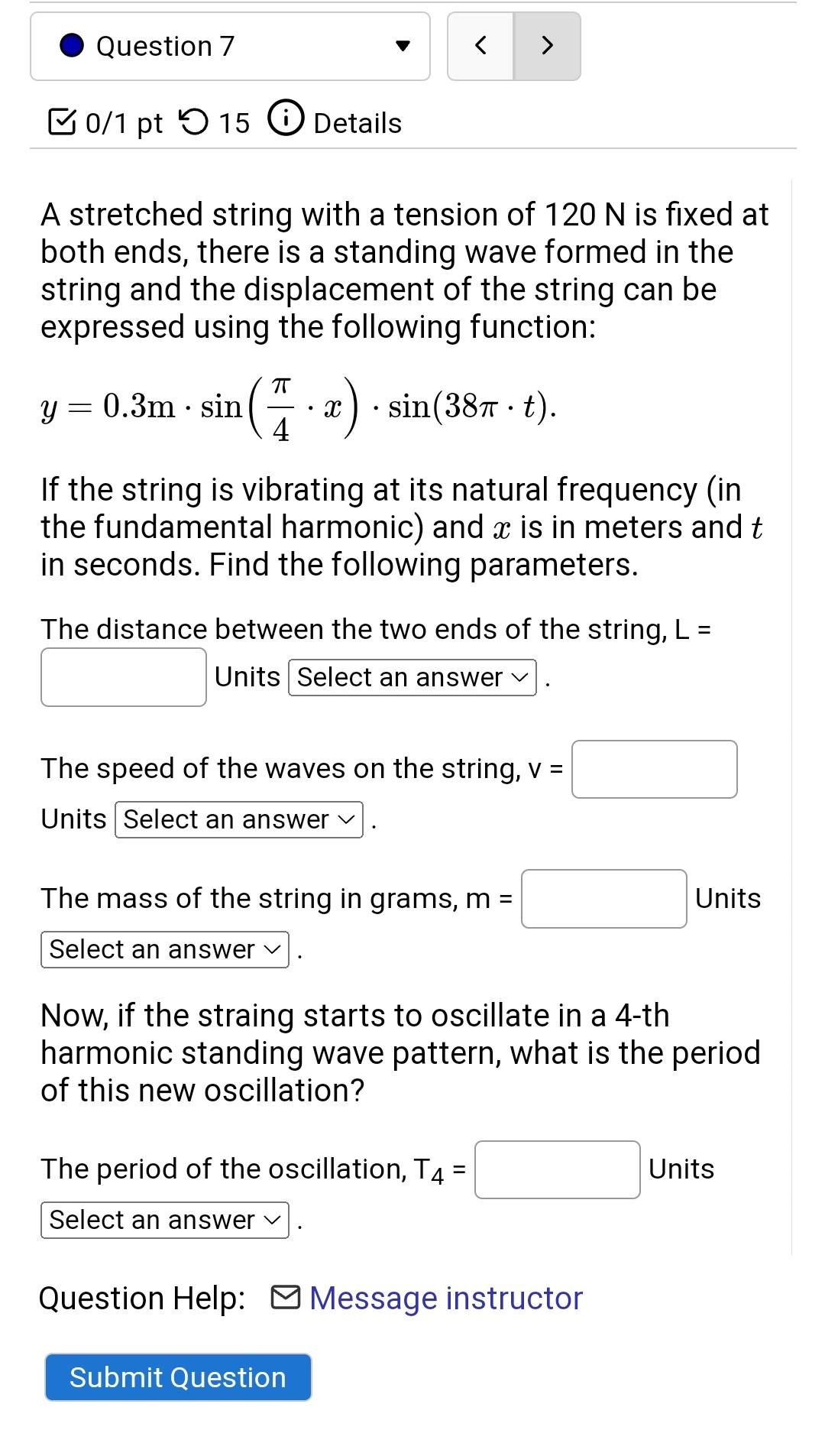 Solved 0/1pt⊊15 (i) Details A stretched string with a | Chegg.com