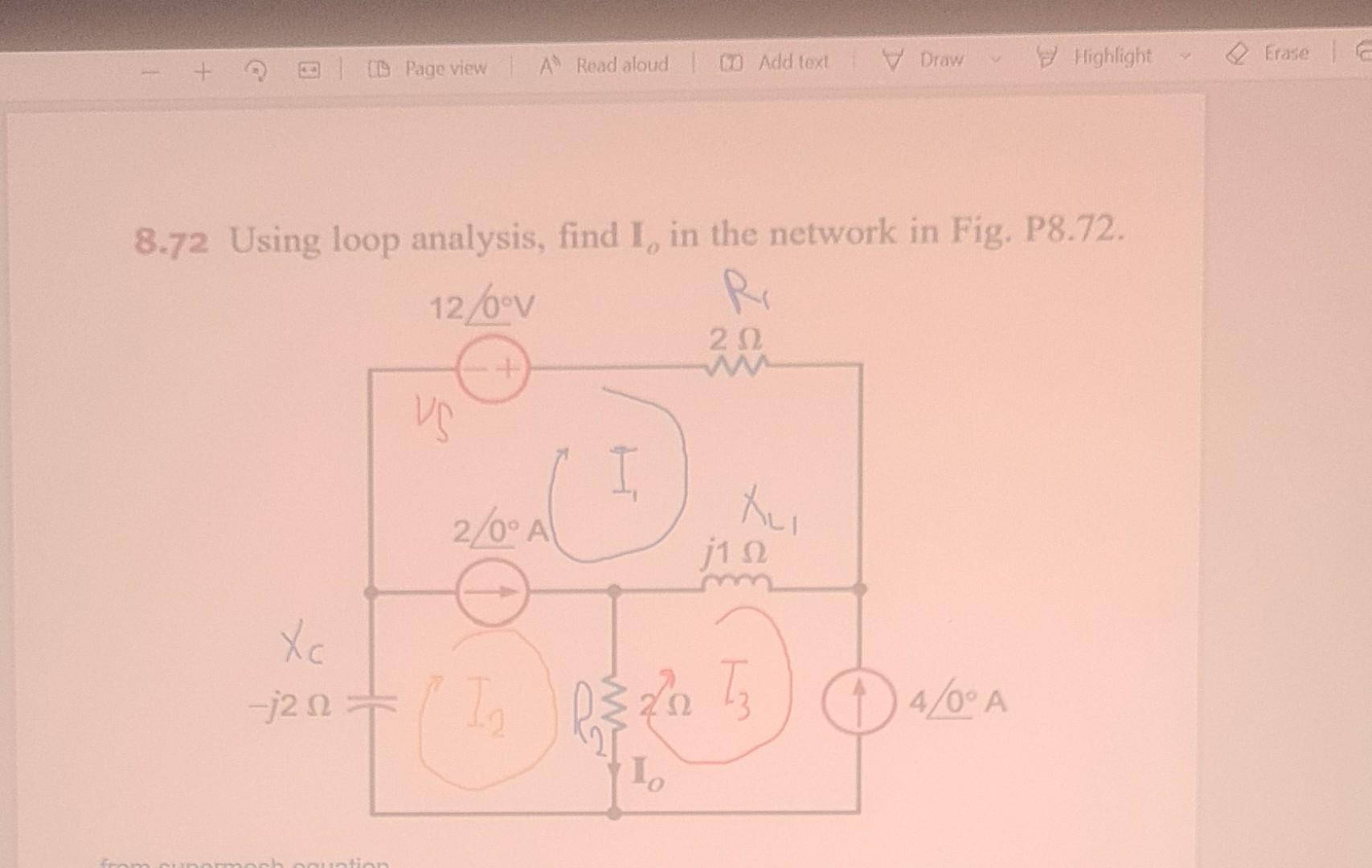 Solved 8.72 Using loop analysis, find Io in the network in | Chegg.com