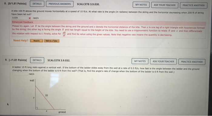Solved 8. (0/1.81 Points DETAILS PREVIOUS ANSWERS SCALCET8 | Chegg.com