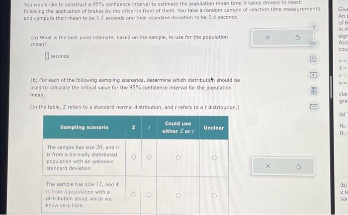 Solved You would like to construct a \95 confidence interval | Chegg.com