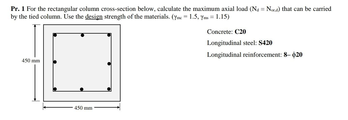 Solved Pr. 1 For the rectangular column cross-section below, | Chegg.com
