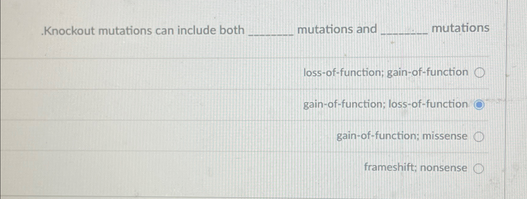 Solved Knockout Mutations Can Include Both ﻿mutations And