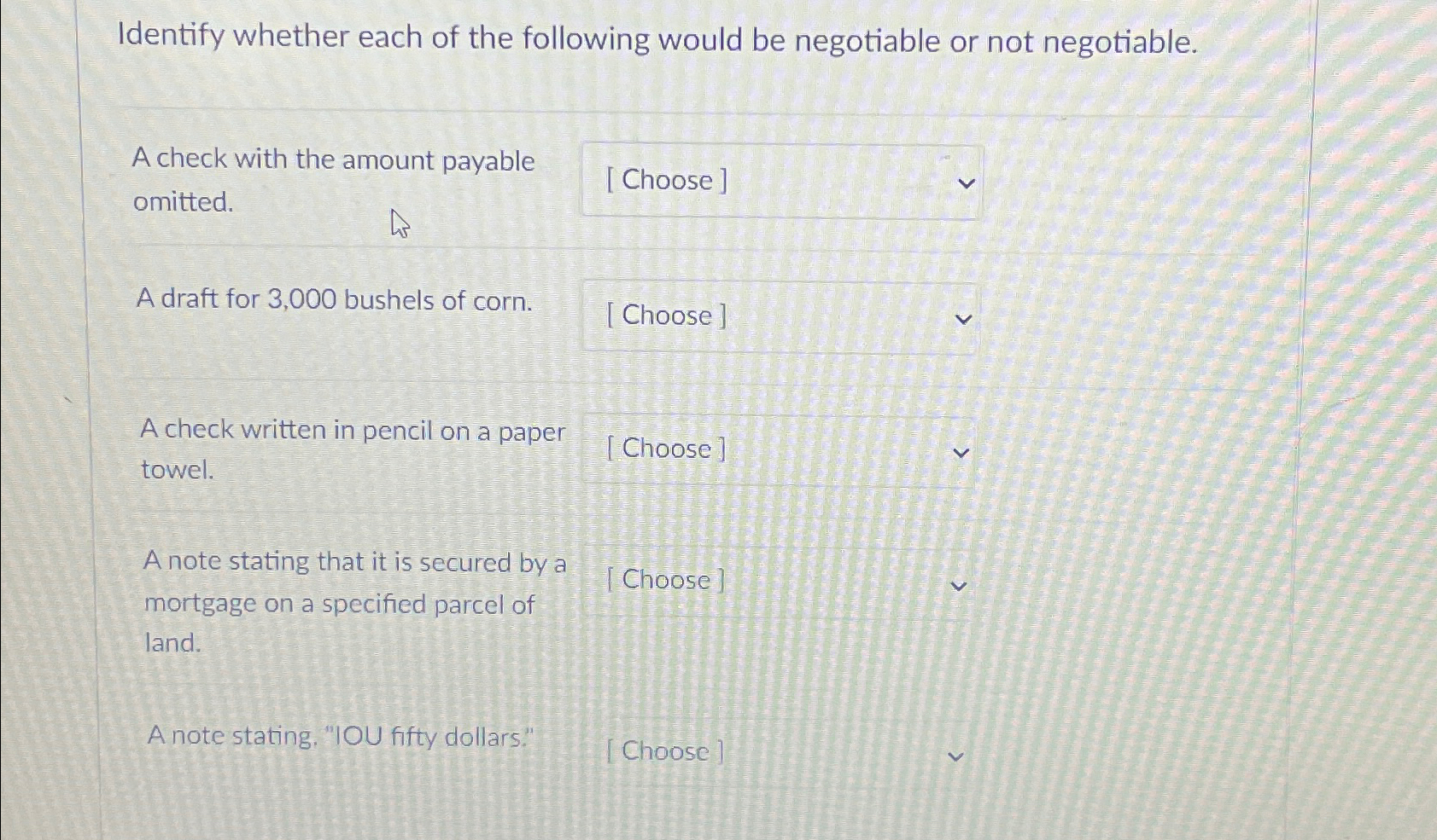 Solved Identify whether each of the following would be | Chegg.com
