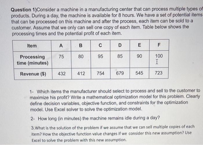 Solved Question 1)Consider a machine in a manufacturing | Chegg.com