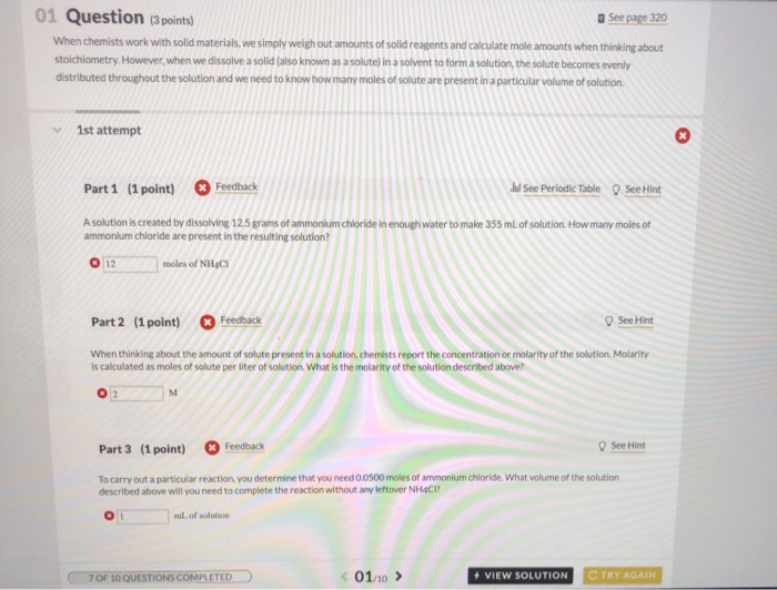 Solved 01 Question (3 points) See page 320 When chemists | Chegg.com