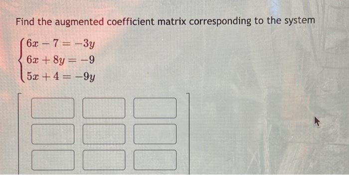 Find the augmented coefficient matrix corresponding | Chegg.com