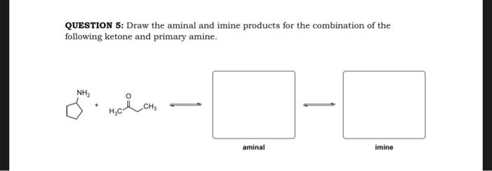 Solved QUESTION 5: Draw the aminal and imine products for | Chegg.com
