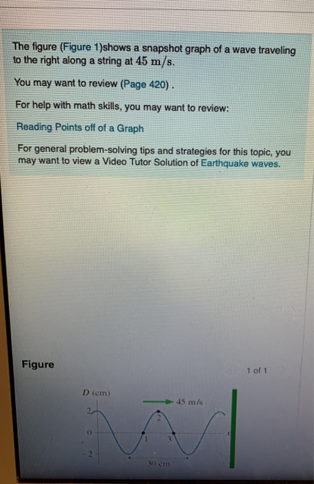 Solved The figure (Figure 1)shows a snapshot graph of a wave | Chegg.com