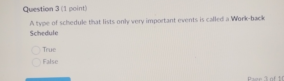 Solved Question 3 (1 ﻿point)A type of schedule that lists | Chegg.com