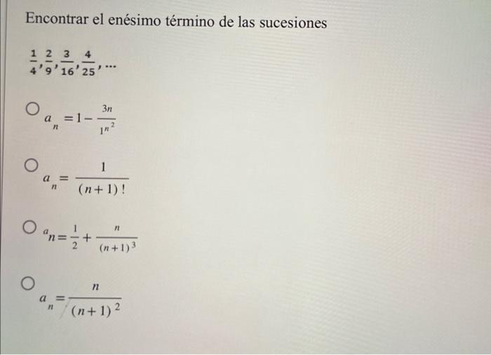 Solved Encontrar el enésimo término de las sucesiones | Chegg.com