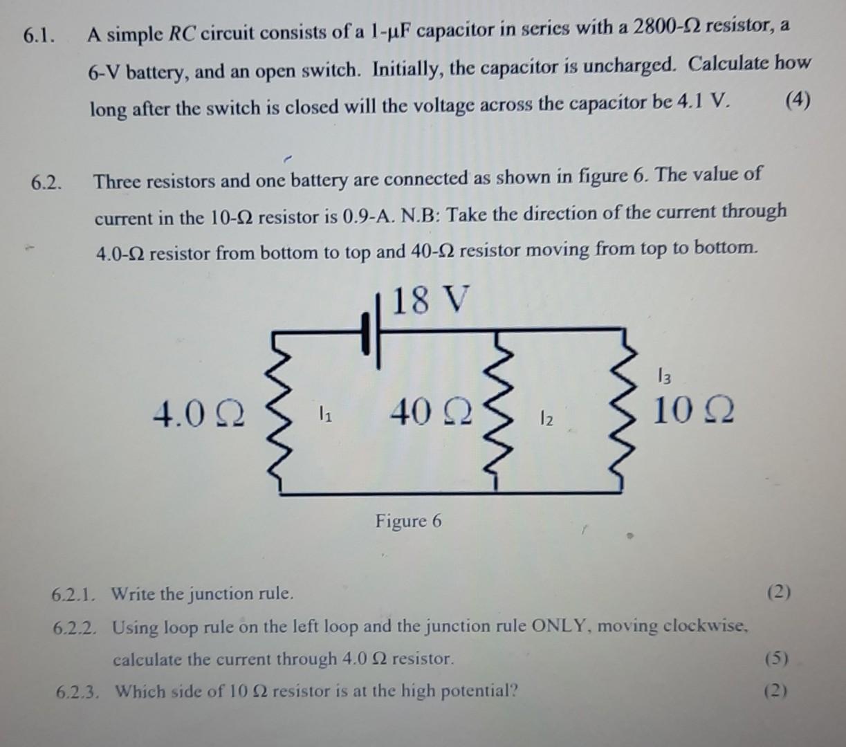 Solved 6.1. A simple RC circuit consists of a 1-4F capacitor | Chegg.com