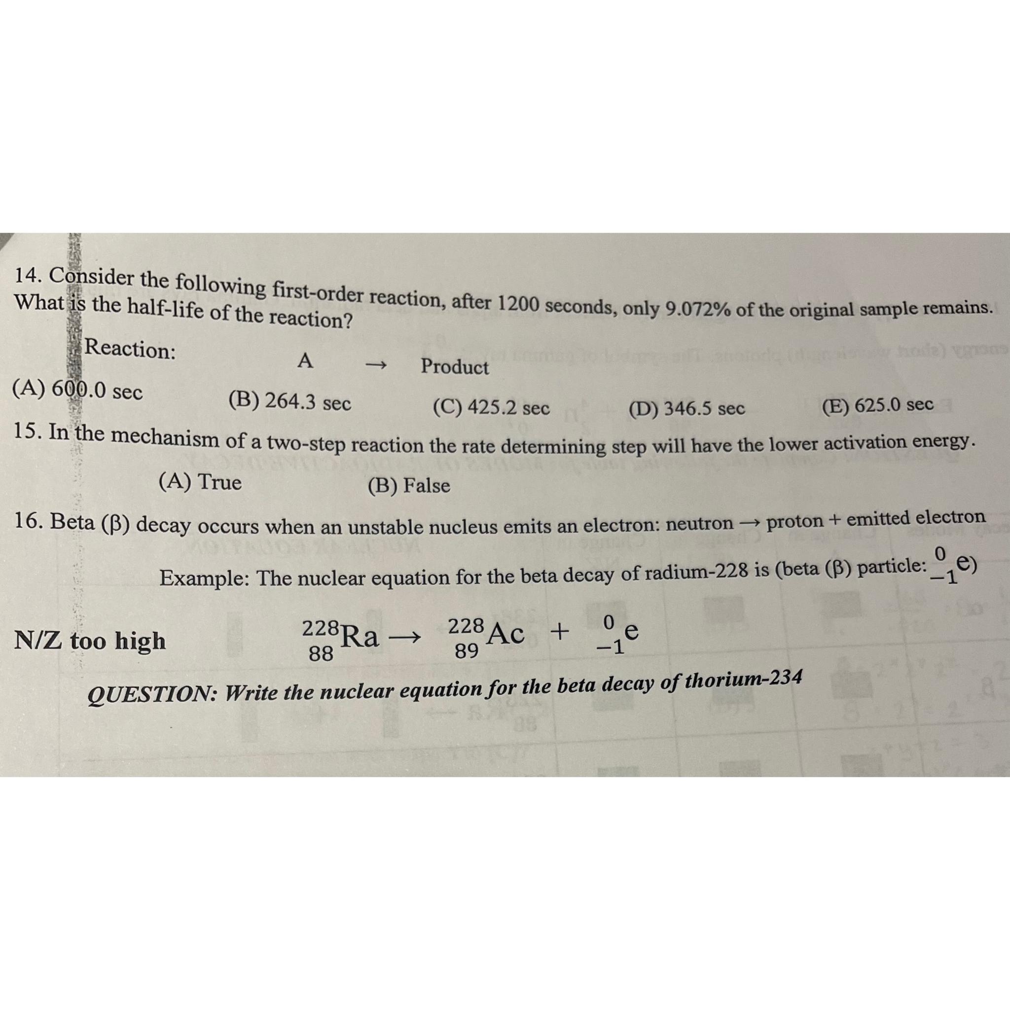 Solved Consider the following first-order reaction, after | Chegg.com