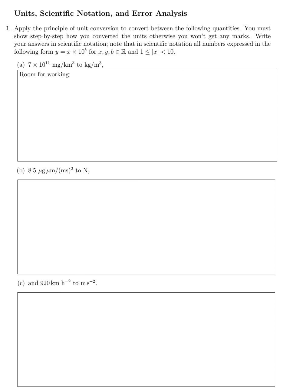 Solved Units, Scientific Notation, and Error Analysis 1. | Chegg.com