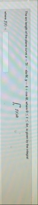 Solved The arc length of the plane curve | Chegg.com