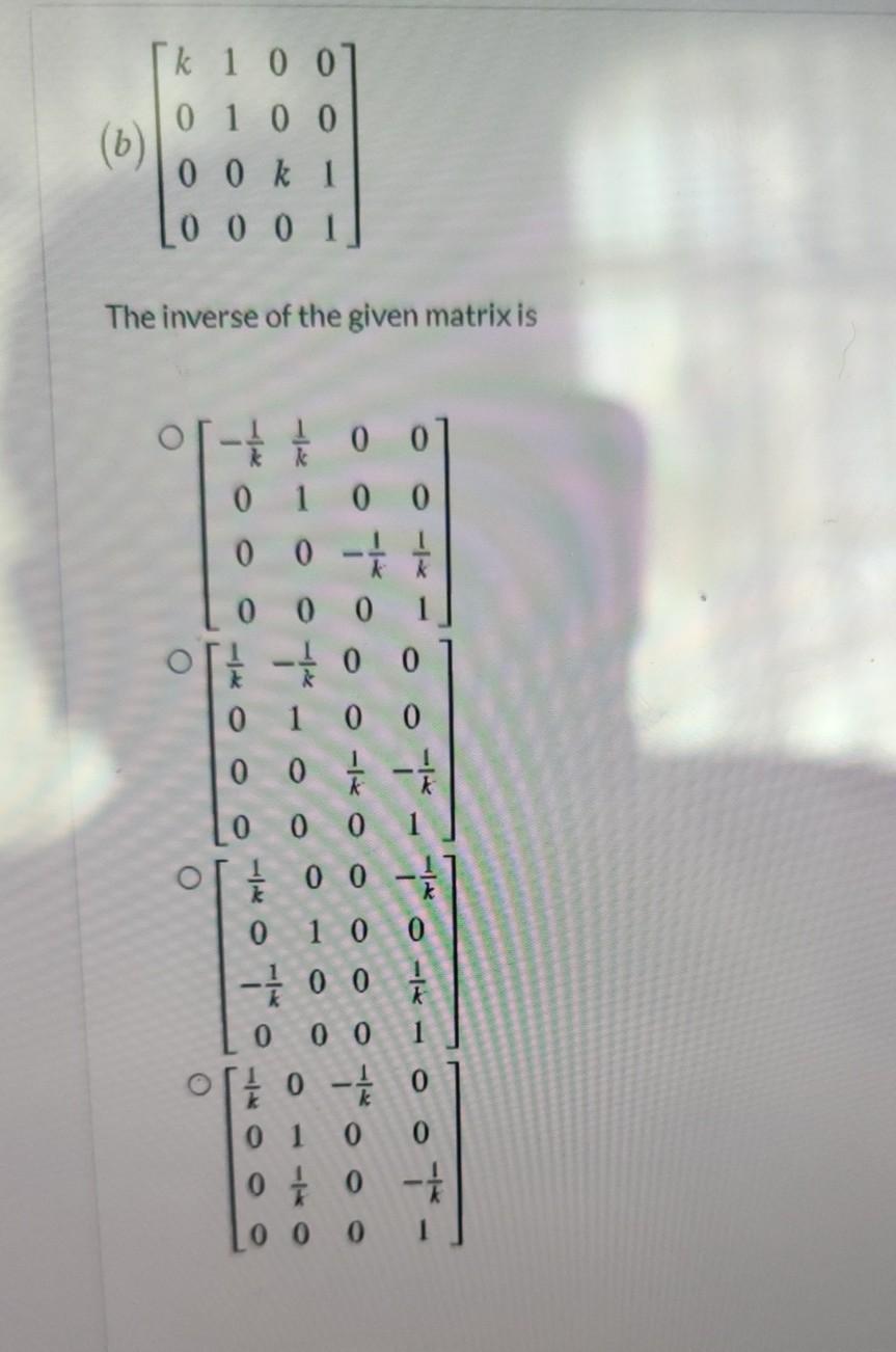 Solved Find the inverse of each of the following 4 x 4 | Chegg.com