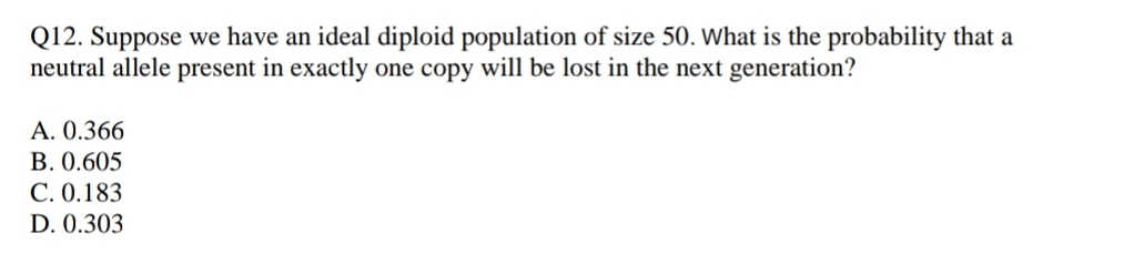 Solved Q12. ﻿Suppose we have an ideal diploid population of | Chegg.com