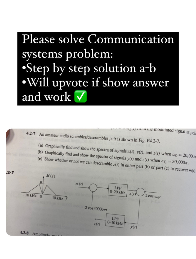 Solved Please solve Communication systems problem: - ﻿Step | Chegg.com
