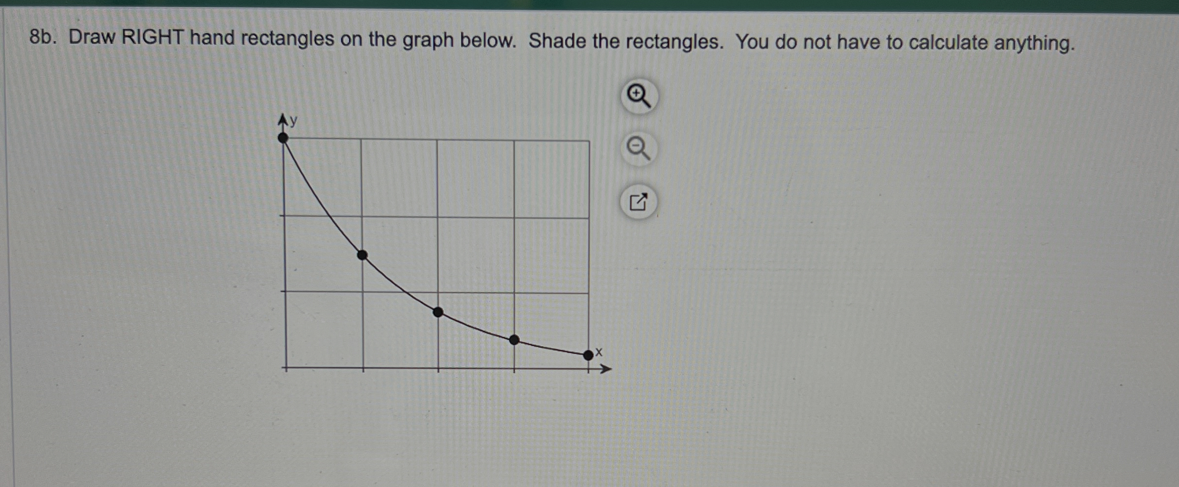 Solved 8b. ﻿Draw RIGHT hand rectangles on the graph below. | Chegg.com