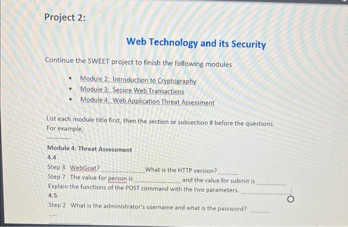 Web Technology and its Security Continue the SWEET | Chegg.com
