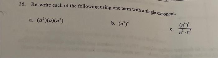 Solved 16. Re-write each of the following using one term | Chegg.com