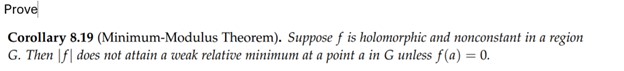 Solved ProveProveCorollary 8.19 (Minimum-Modulus Theorem). | Chegg.com