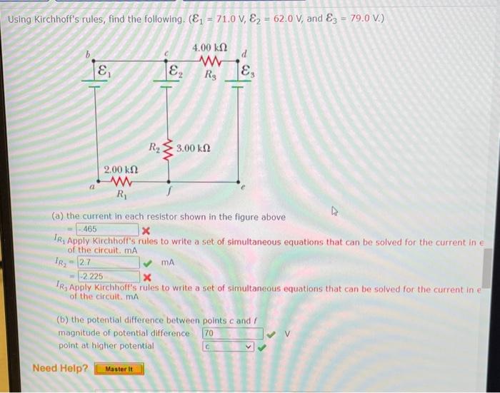 Solved Using Kirchhoff's rules, find the following. ( | Chegg.com