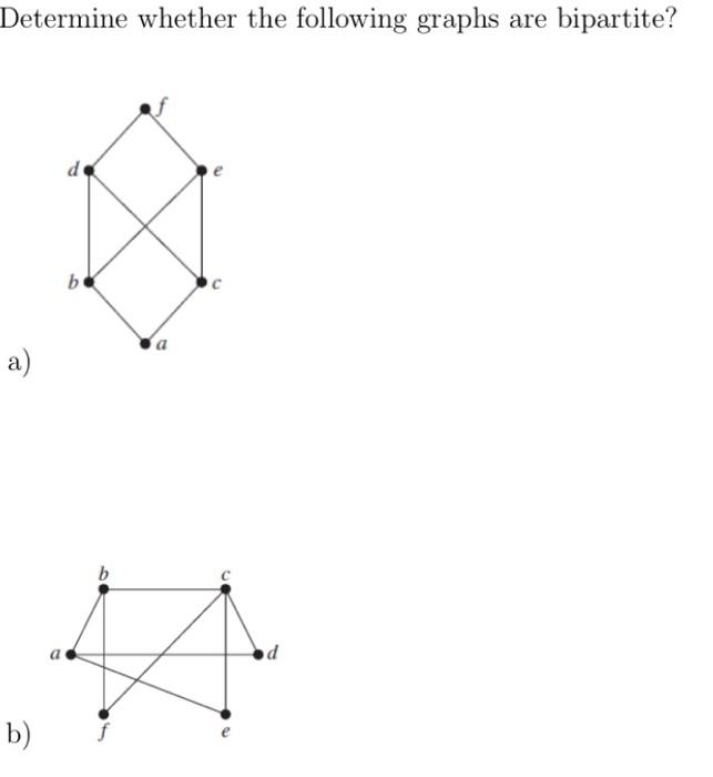 Solved Determine whether the following graphs are bipartite? | Chegg.com