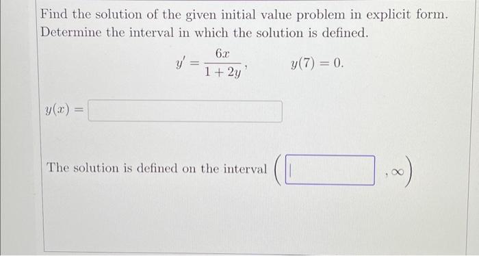 Solved Find The Solution Of The Given Initial Value Problem 1177