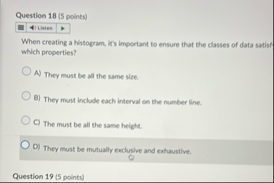 Solved Question 18 (5 ﻿points)UstenWhen creating a | Chegg.com