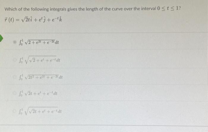 Solved Which of the following integrals gives the length of | Chegg.com