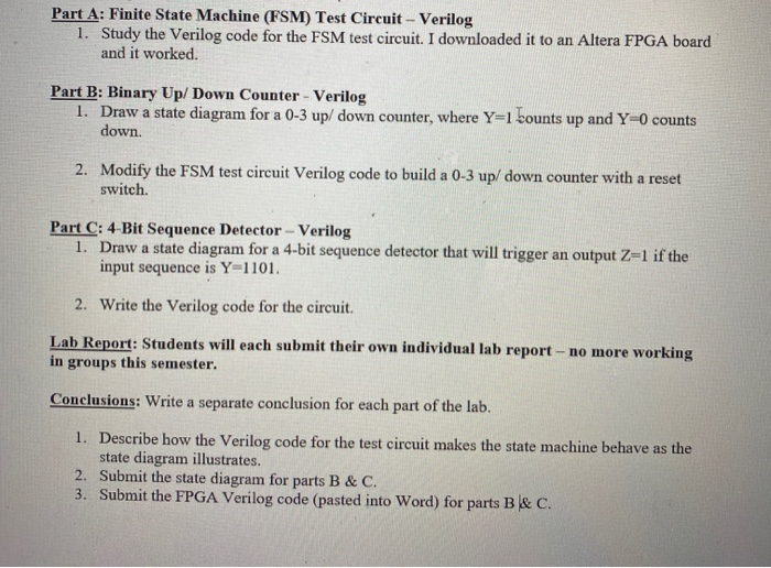 Solved Part A: Finite State Machine (FSM) Test Circuit - | Chegg.com