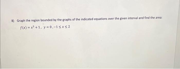 Solved 8) Graph the region bounded by the graphs of the | Chegg.com