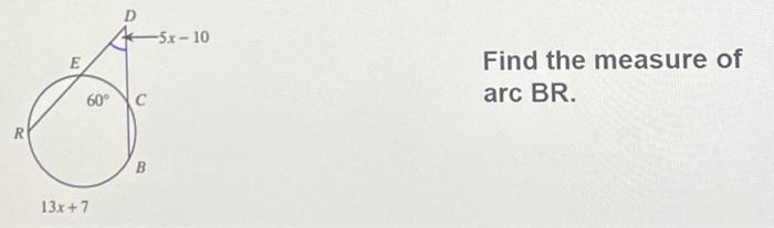 Solved Find the measure of arcBR | Chegg.com